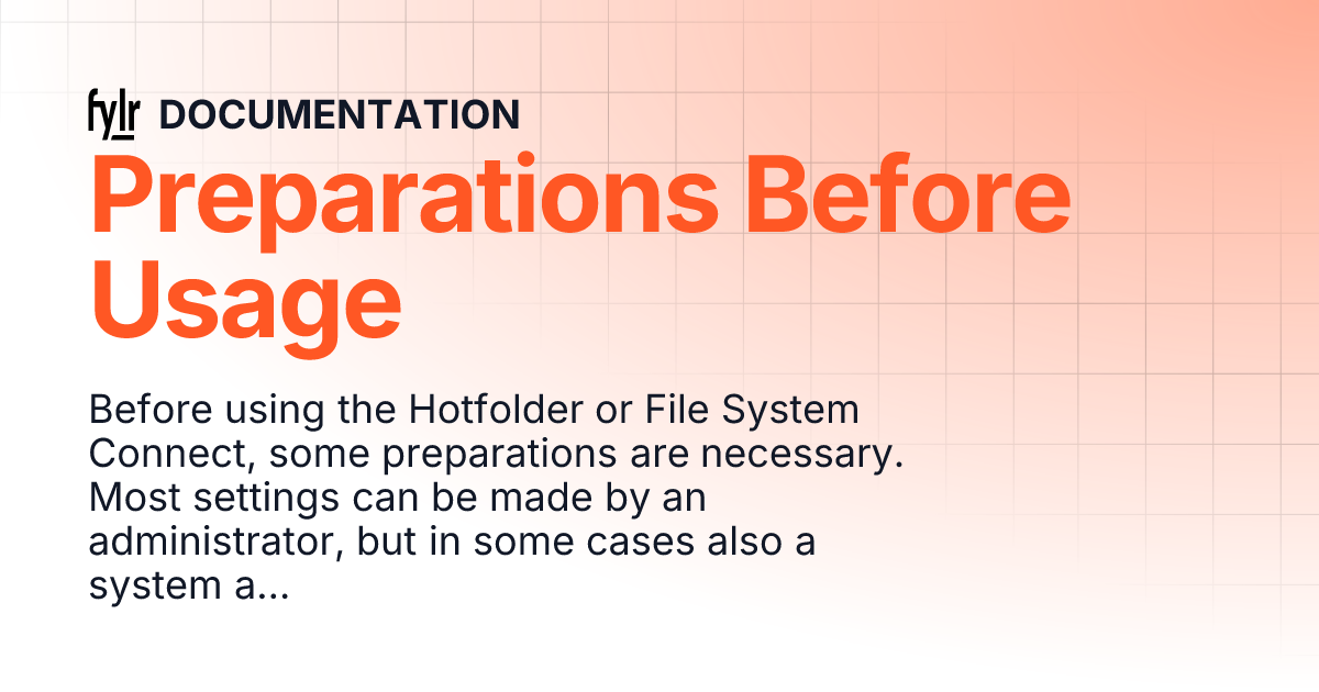 Preparations Before Usage | DOCUMENTATION